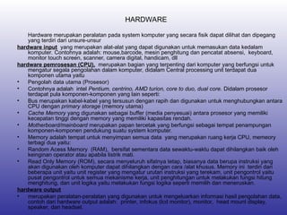 pengertian hardware dan software dasar-dasar | PPT