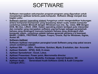 pengertian hardware dan software dasar-dasar | PPT