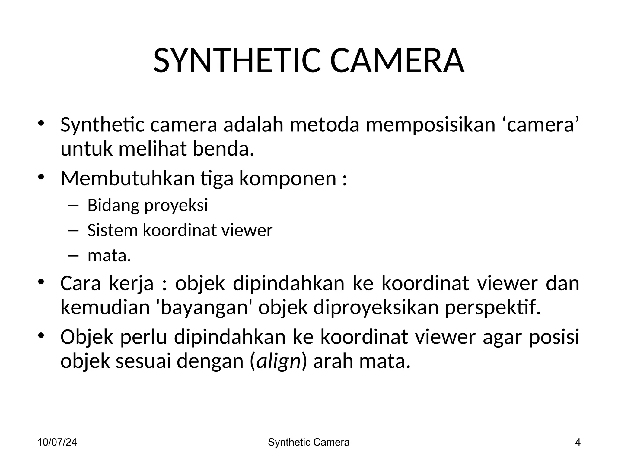 PERTEMUAN III SYNTHETIC CAMERA GRAFIKA KOMPUTER | PPT