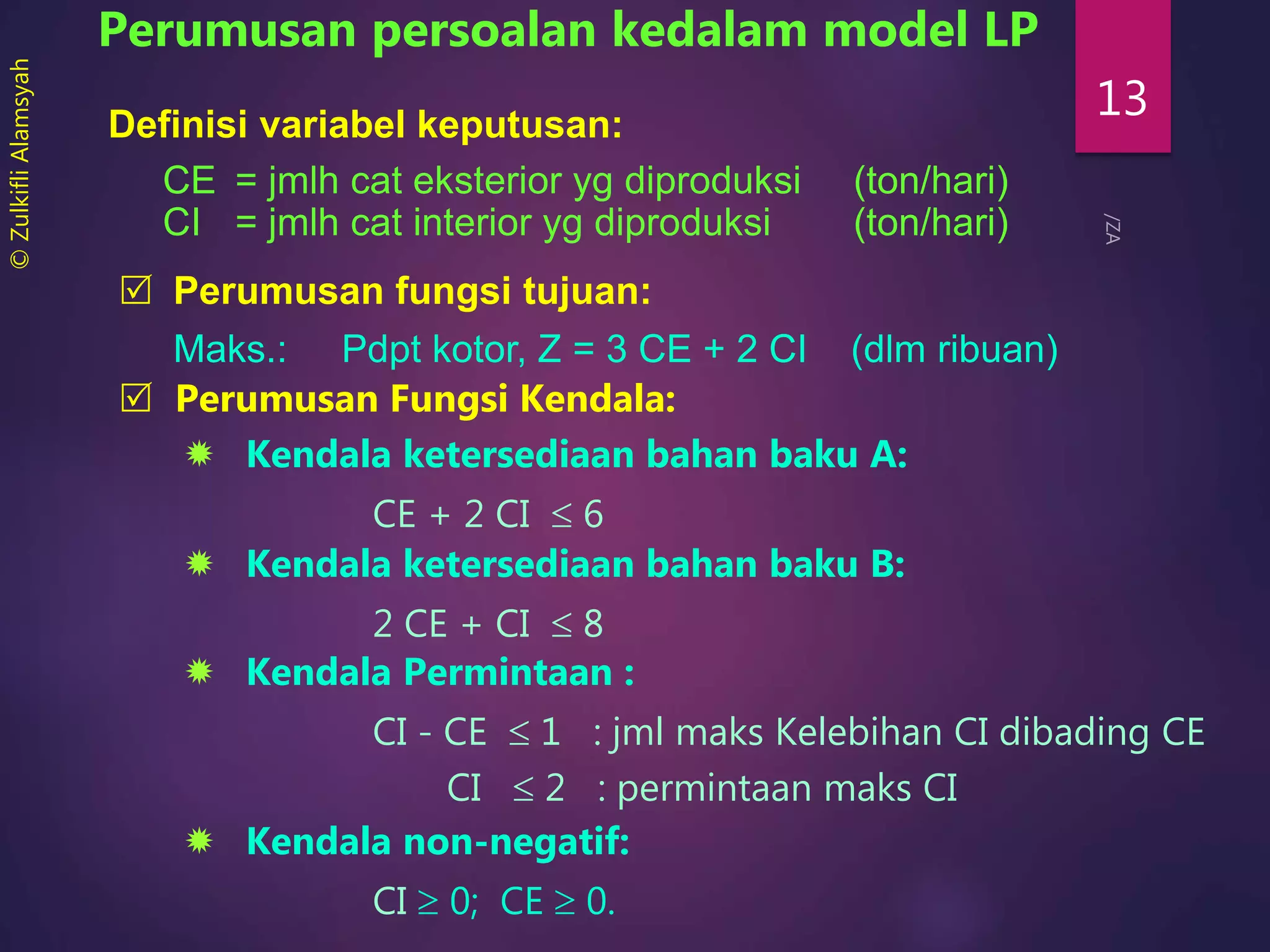 Pertemuan ii linier programing | PPTX