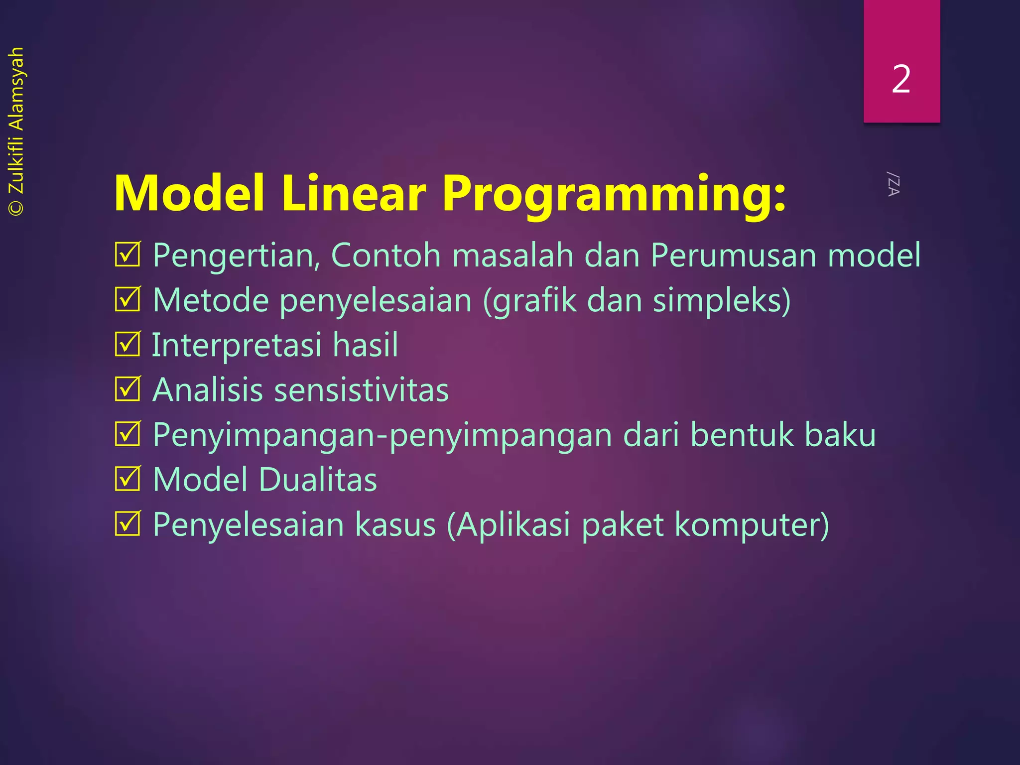 Pertemuan ii linier programing | PPTX