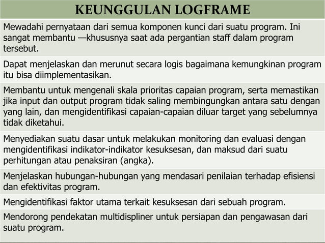 Pertemuan ke 6 & 7 - logical framework approach | PDF