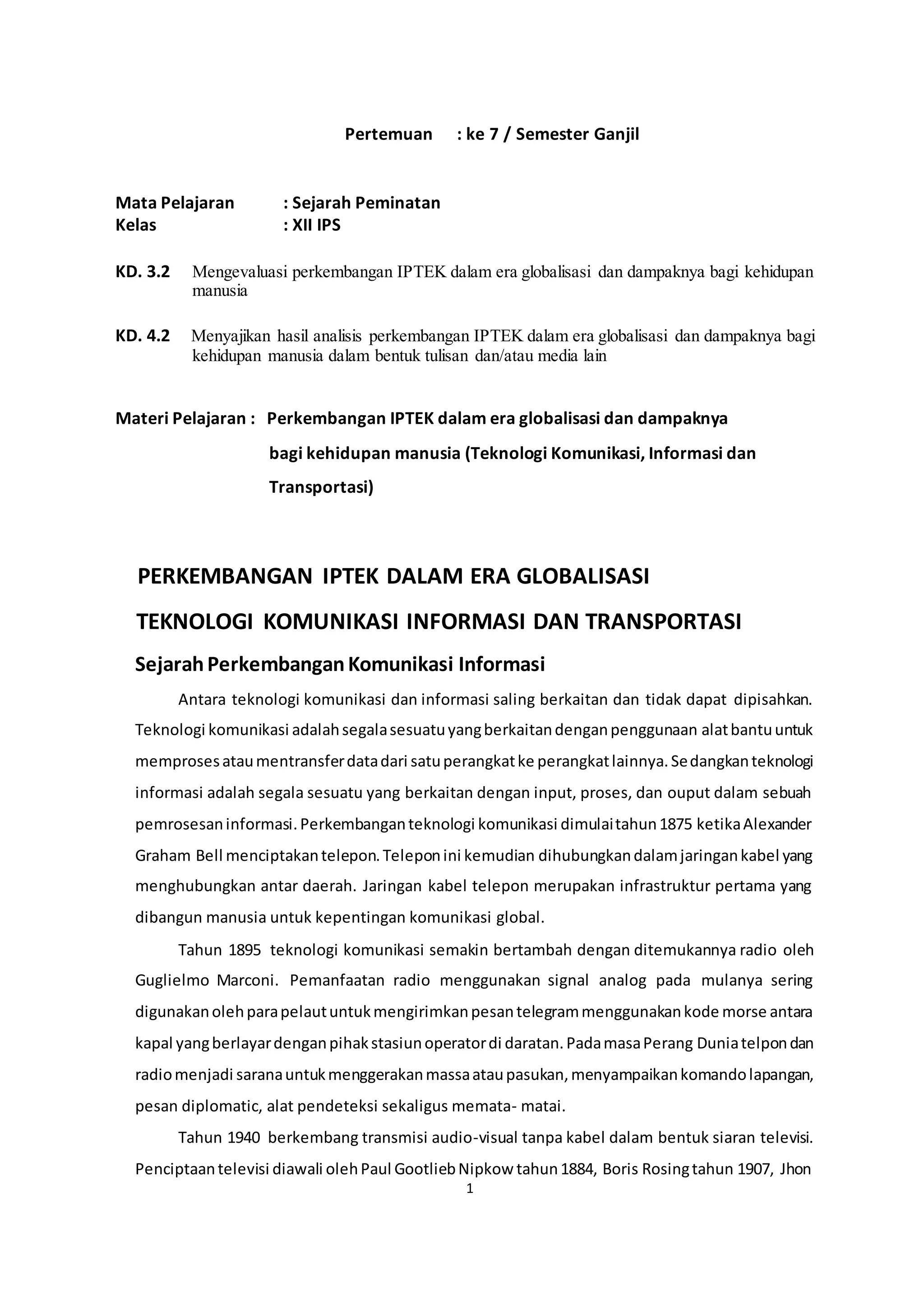 Perkembangan Iptek Dalam Era Globalisasi Dan Dampaknya Bagi Kehidupan Manusia Teknologi