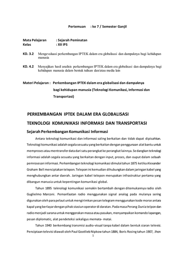 : Perkembangan IPTEK dalam era globalisasi dan dampaknya bagi kehidupan ...