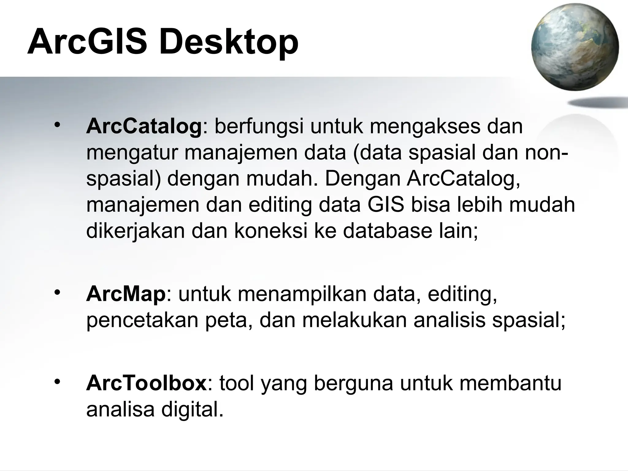 pengenalan arcgis dalam bentuk data spasial | PPT