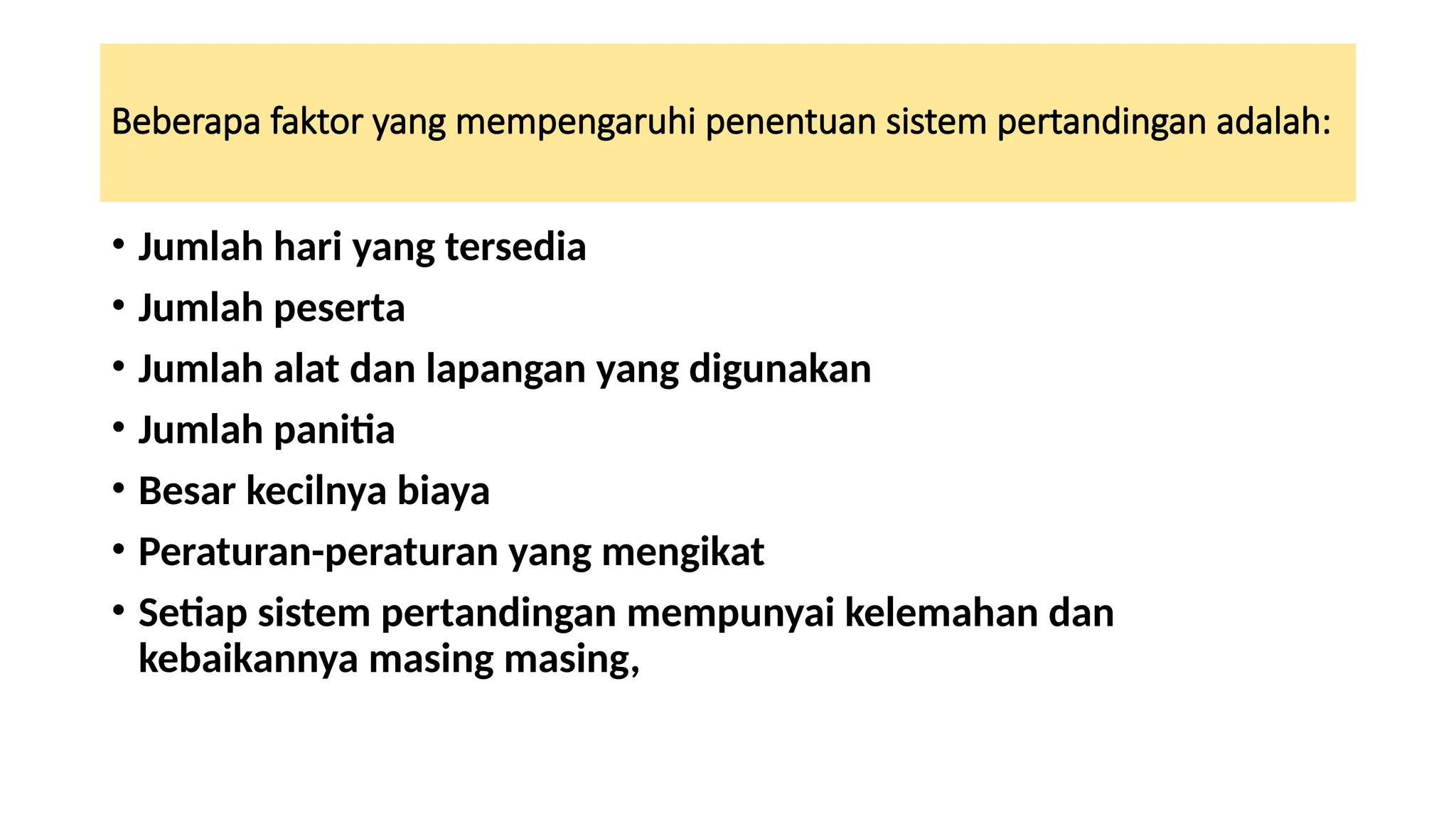 Sistem organisasi pertandingan olahraga pjkr | PPT