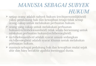subye dan obyek hukum | PPT