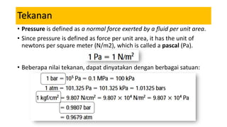 Pertemuan ketiga tekanan dan fluida statik | PPTX