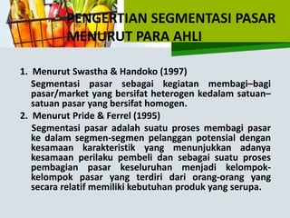 Pertemuan vii segemntasi pasar | PPTX
