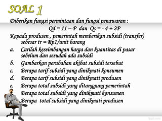 Pertemuan vi pengaruh pajak dan subsidi | PPTX