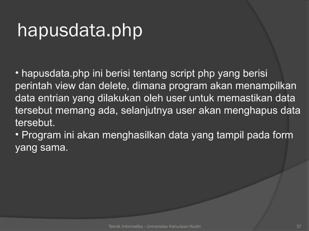 Pertemuan XI - Koneksi php - database mysql | PPT