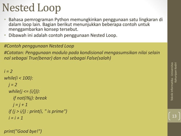 pertemuan XIII - Kondisi & perulangan python.pptx