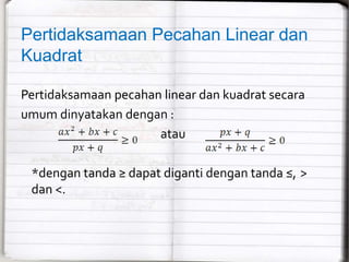 Pertidaksamaan Rasional, Irrasional dan Mutlak | PPTX