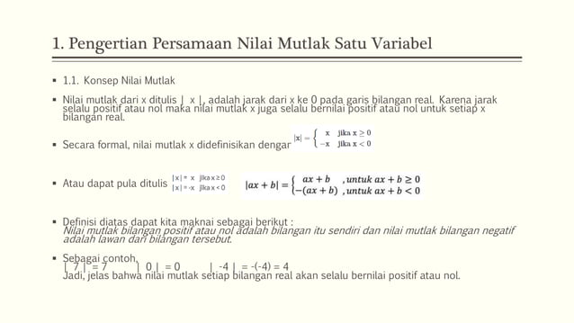 Pertidaksamaan Nilai Mutlak - SMA | PPTX