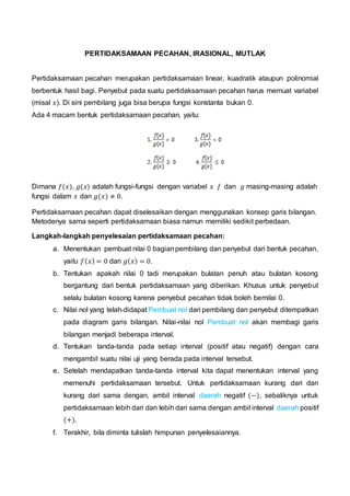 Pertidaksamaan pecahan | DOCX