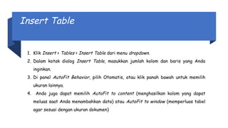 Membuat Tabel Pada Ofiice Microsoft Word | PPTX