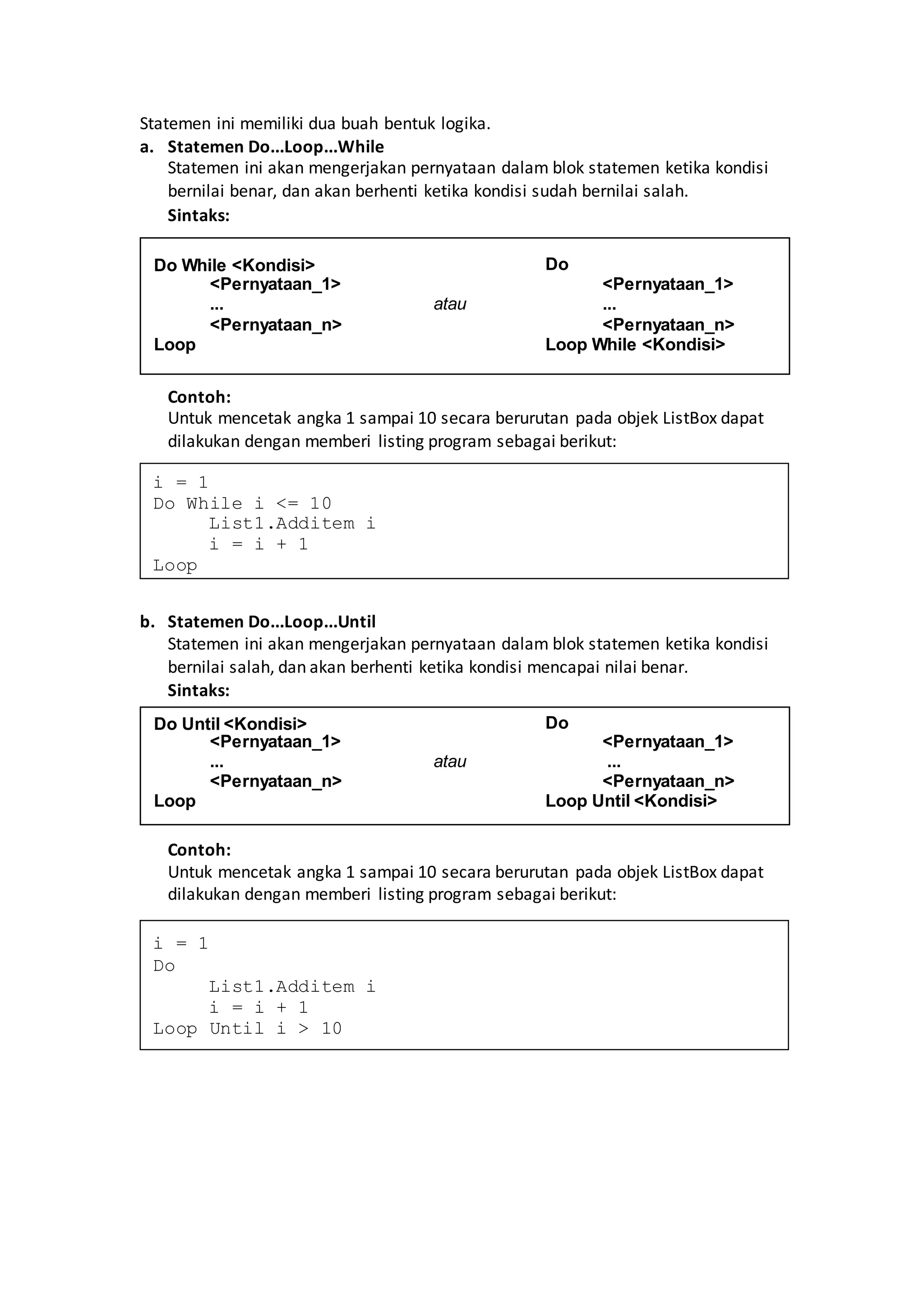 Materi Pemrograman Visual Pertemuan 4 | PDF