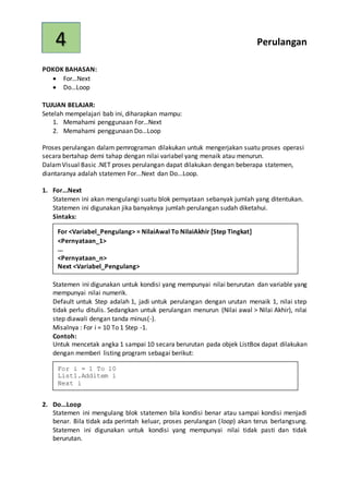 Materi Pemrograman Visual Pertemuan 4 | PDF