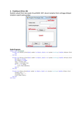 Materi Pemrograman Visual Pertemuan 4 | PDF