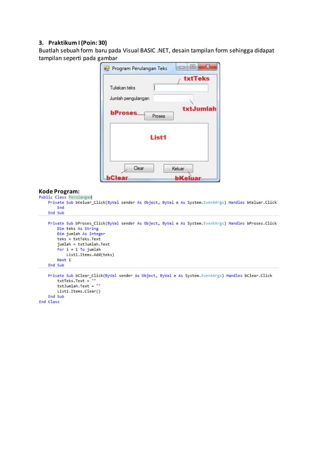 Materi Pemrograman Visual Pertemuan 4 | PDF