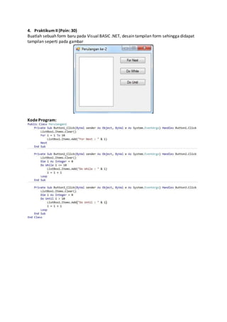 Materi Pemrograman Visual Pertemuan 4 | PDF