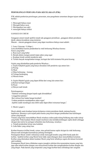 Pertolongan pertama pada kecelakaan | DOCX