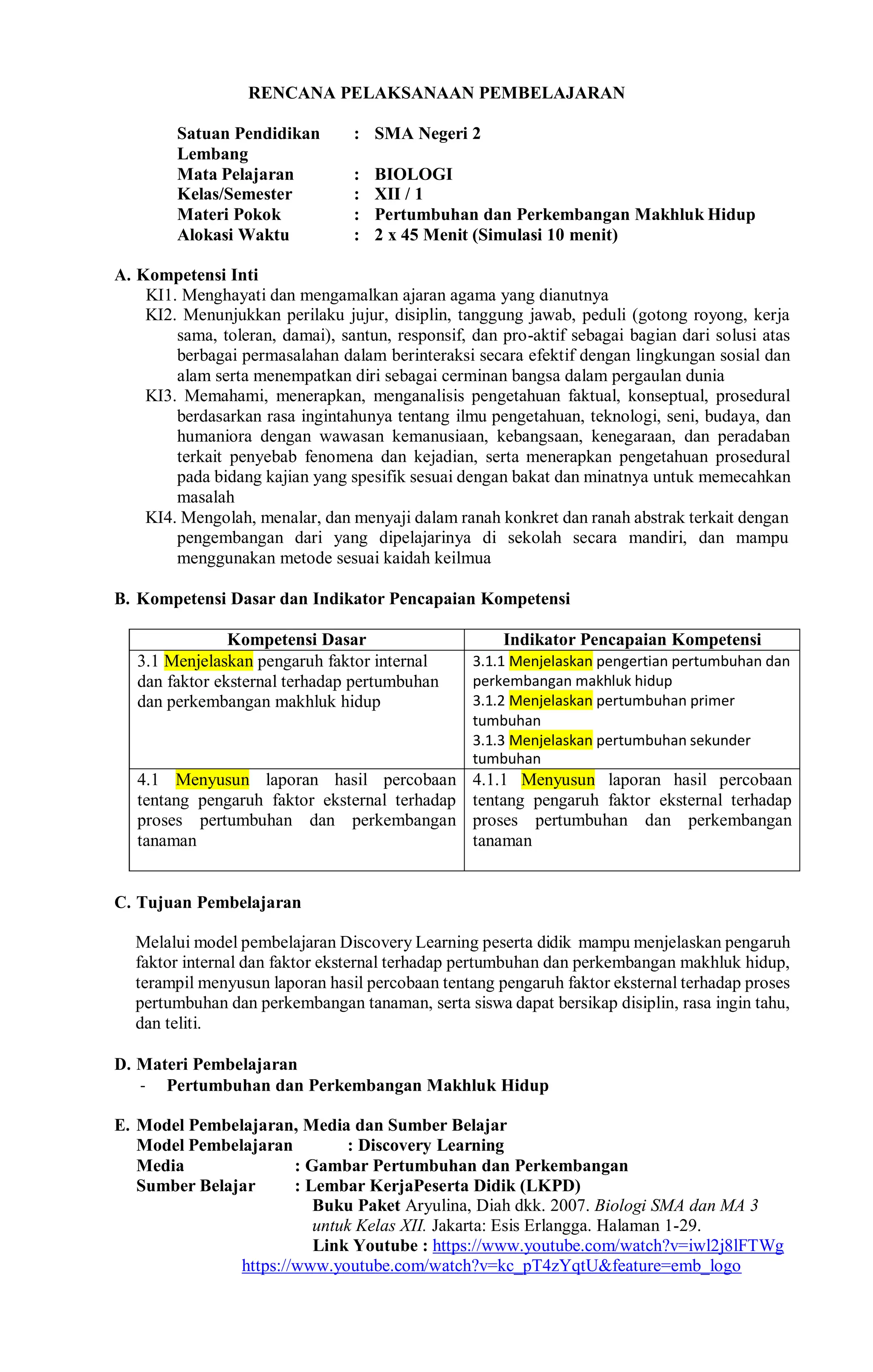 Pertumbuhan dan perkembangan kelas duadd | PDF