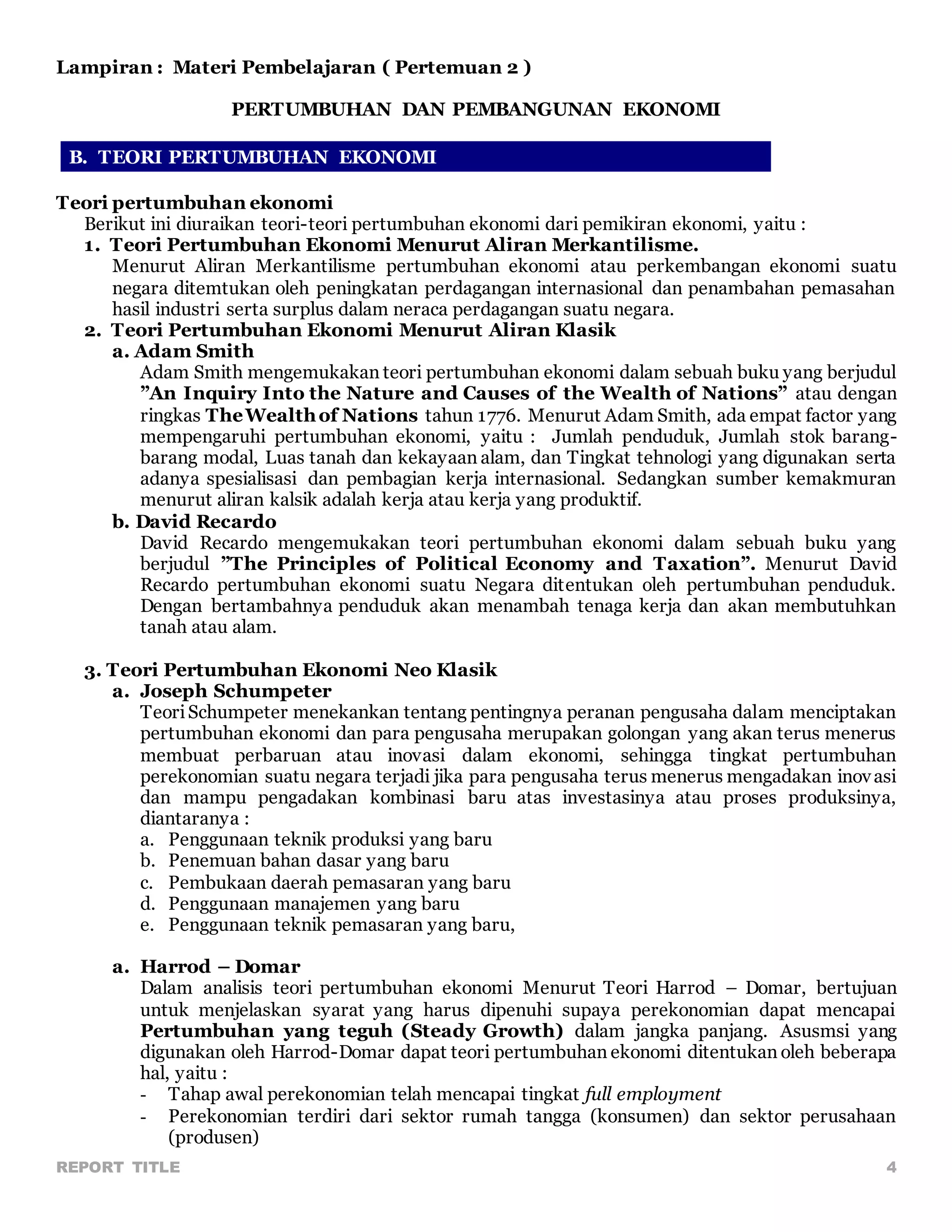 Modul Pertumbuhan dan pembangunan ekonomi | DOCX
