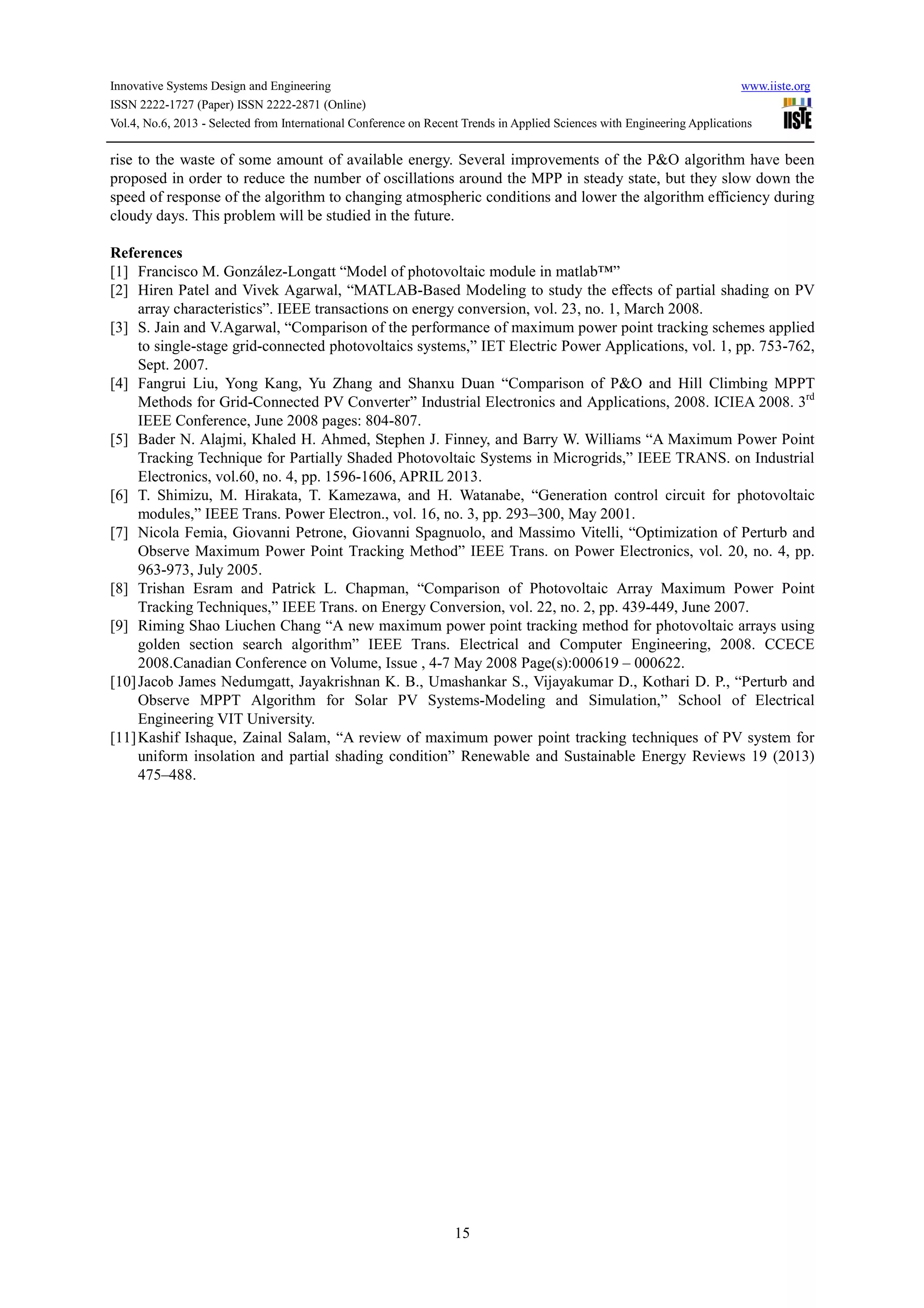 Perturb and observe maximum power point tracking for photovoltaic cell | PDF