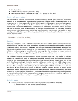 Assessment Proposal for Pre-Departure Training | PDF