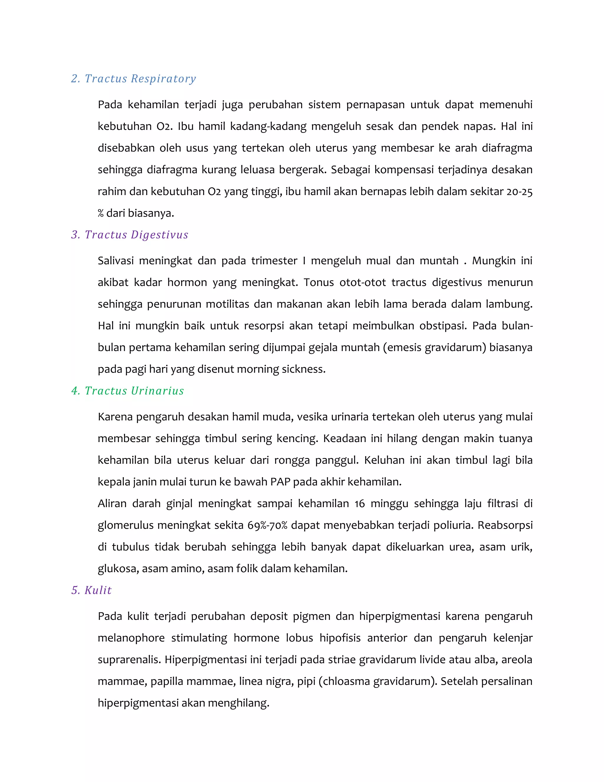 Perubahan anatomi dan fisiologi saat hamil | DOCX