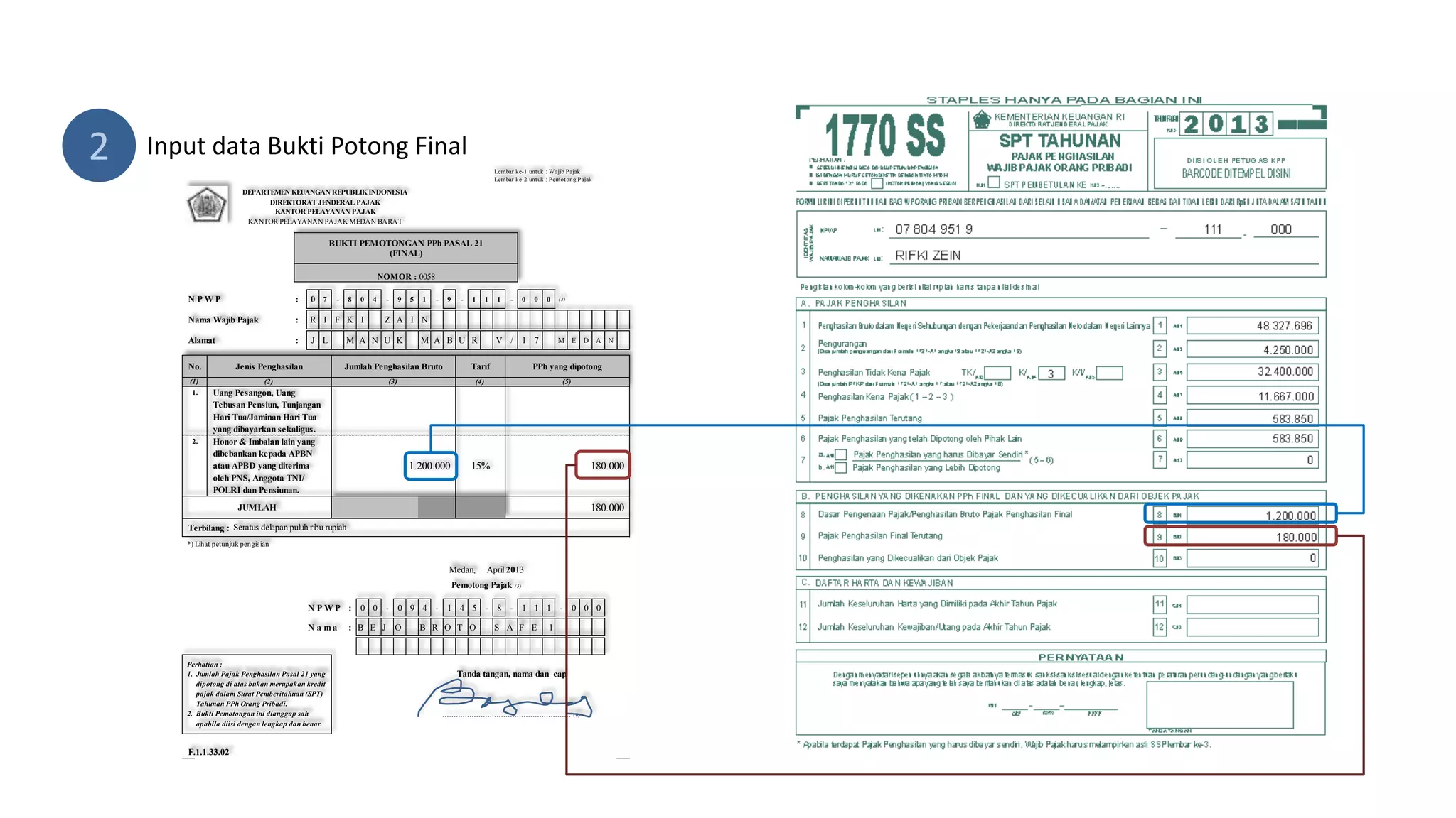 Perubahan dan contoh pengisian formulir 1770 ss tahun pajak 2013 | PPT