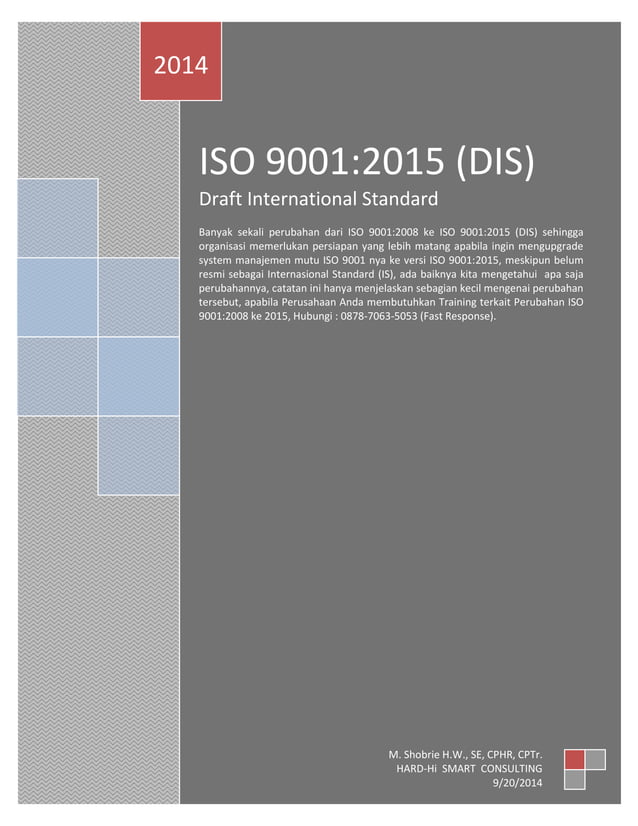 DRAFT ISO 9001:2015 (DIS) | PDF