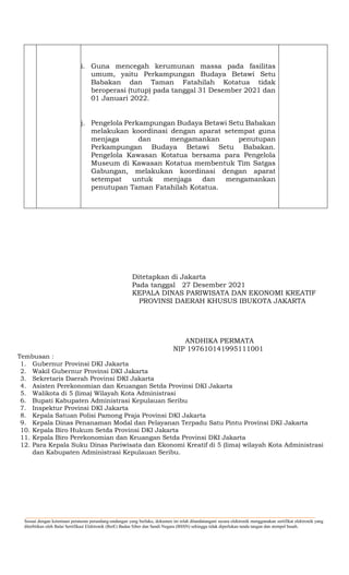 Perubahan SK PPKM Level 1 Nomor 761 | PDF