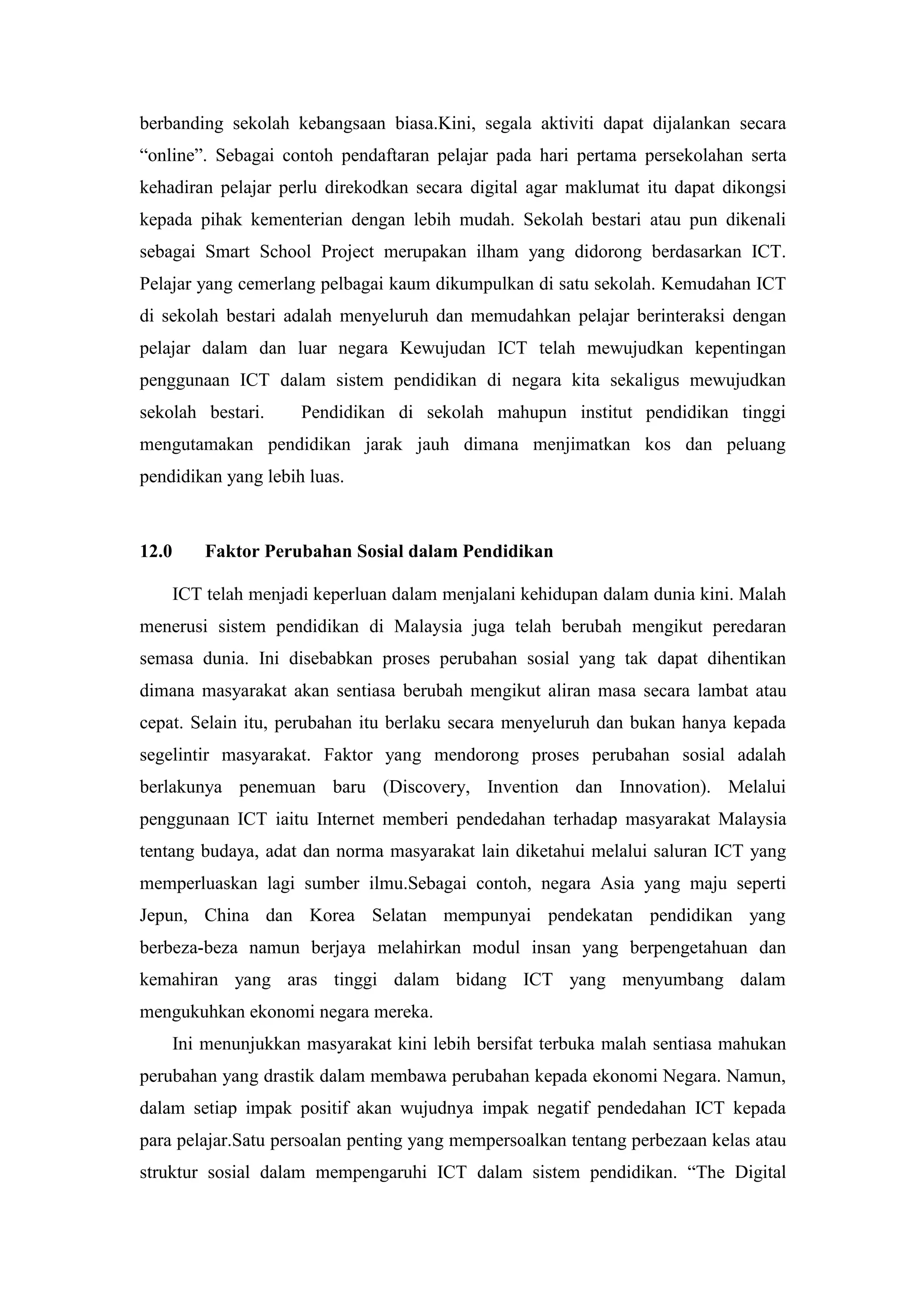 Perubahan sosial ict dalam pendidikan | PDF