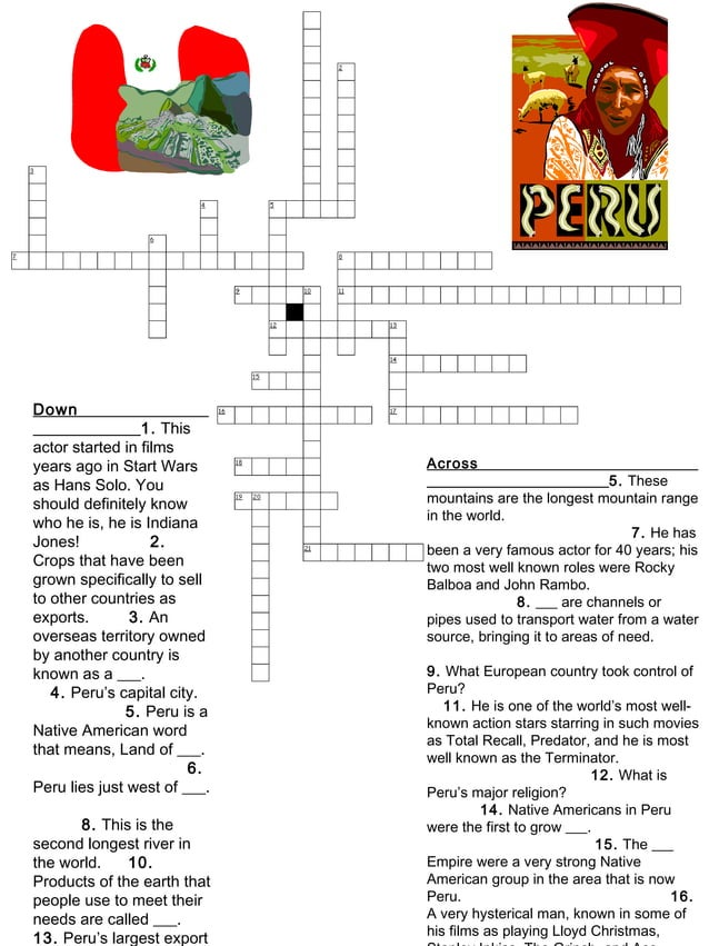 Peru crossword puzzle homework | PPT