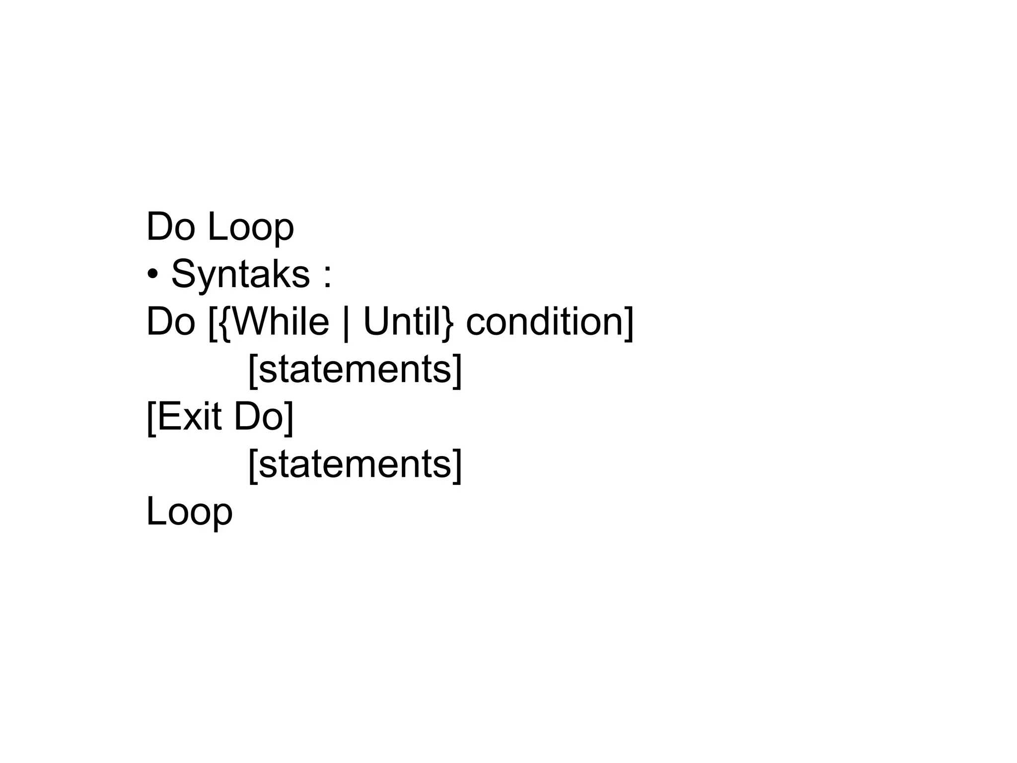 Perulangan - visual basic | PPT