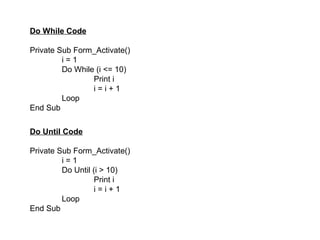Perulangan - visual basic | PPT