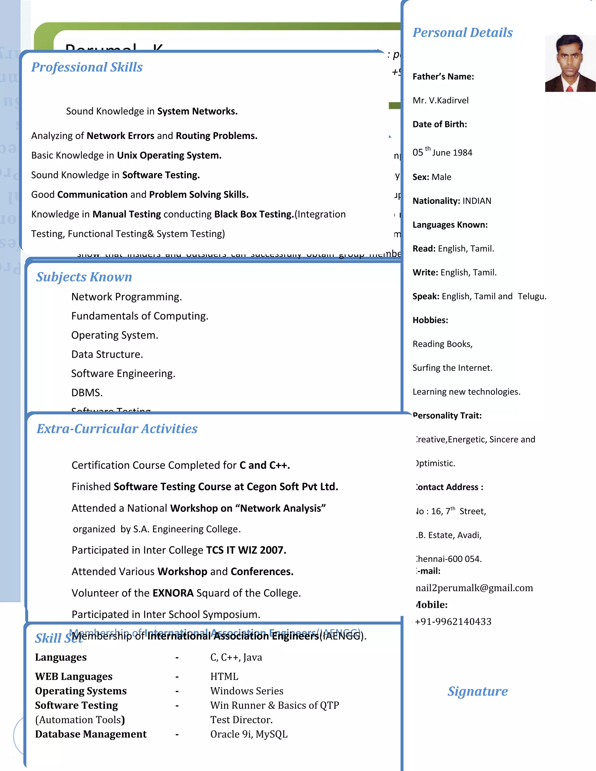 Perumal m.e(cse) resume | DOC