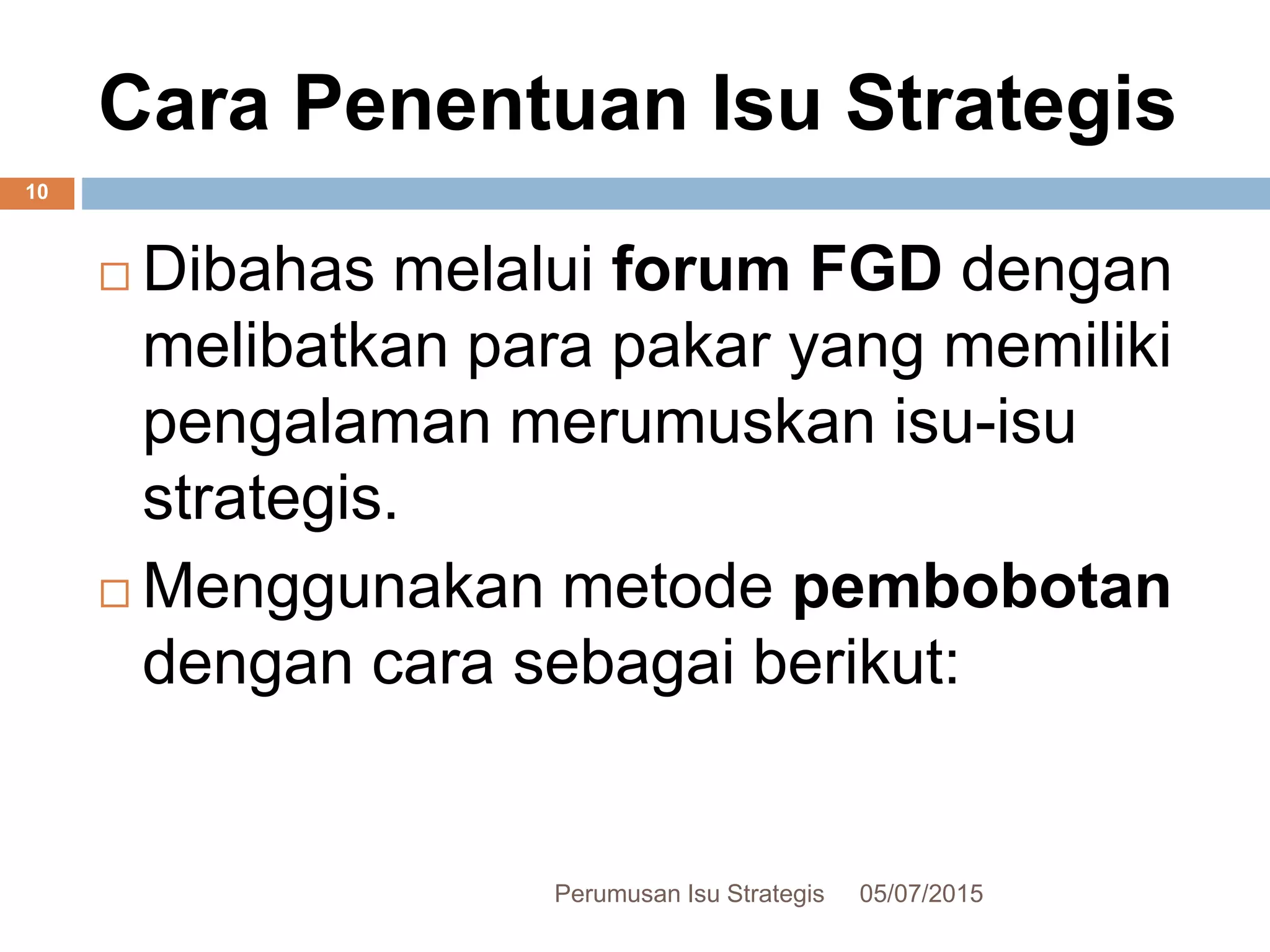 Perumusan isu strategis | PPTX