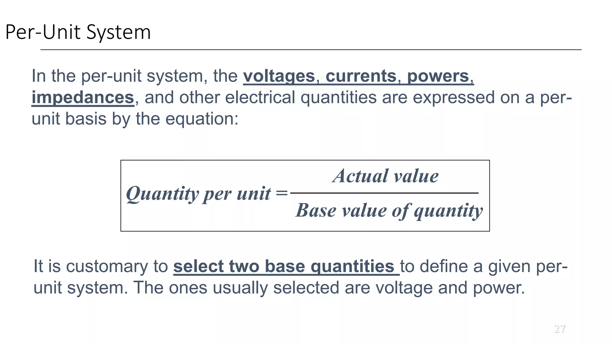 Per unit systems in power systems | PPT