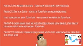 PERUNTUKAN UTAMA PERLEMBAGAAN MALAYSIA | PPTX