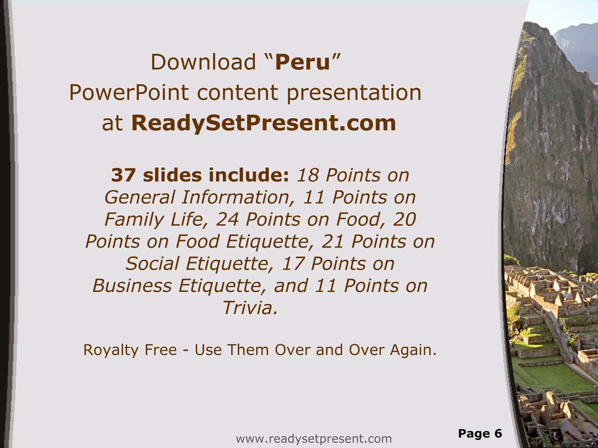 Peru Country PowerPoint Presentation Content | PPT