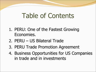 Peru: Trade Overview and Opportunities | PPT