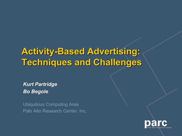 Activity-Based Advertising: Techniques and Challenges | PPT