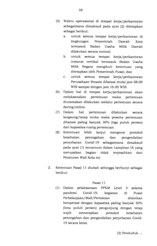 Perwal 96 2021 ttg perubahan ke 4 ppkm lvl 3 | PDF