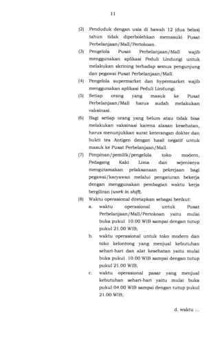 Perwal 96 2021 ttg perubahan ke 4 ppkm lvl 3 | PDF