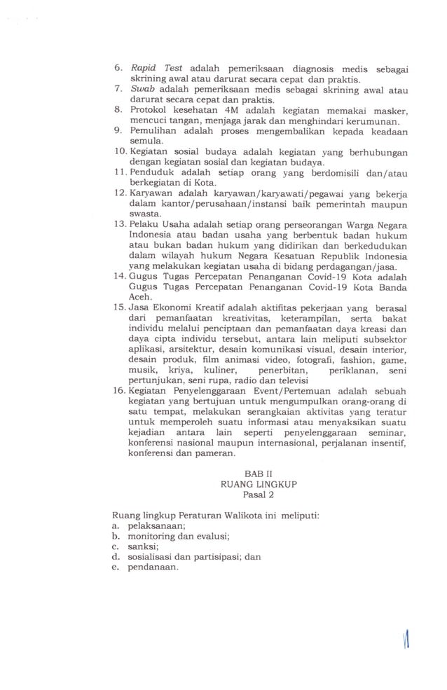 Perwal Banda Aceh Penerapan Disiplin Protokol Kesehatan | PDF