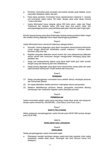 Perwali No.17 Tahun 2009 Tentang Penataan Minimarket | PDF