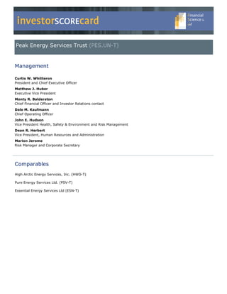 Peak Energy Services v1 | PDF